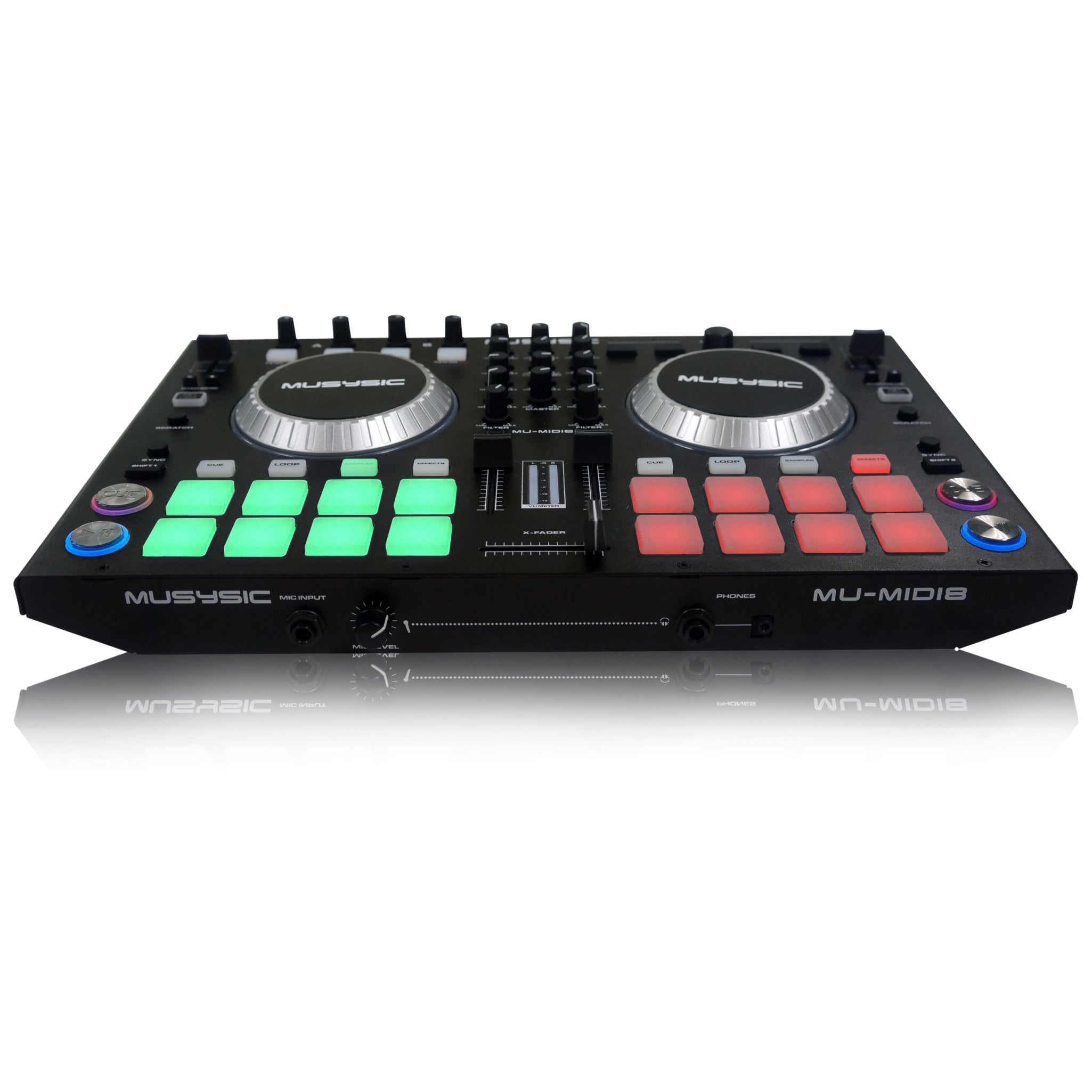 MUSYSIC 2-Channel USB MIDI DJ Controller with 8 Pads